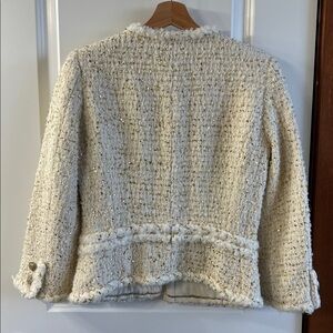 CHANEL | Jackets & Coats | Chanel Cream Tweed Boucl Jacket With Gold ...